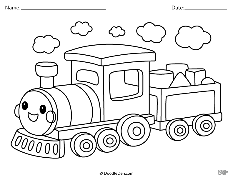Toy Train - Free Coloring Page Printable (PDF)